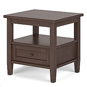SIMPLIHOME Warm Shaker SOLID WOOD 20 inch Wide Rectangle End Table in Warm Walnut Brown with Storage, 1 Drawer, 1 Shelf, for the Living Room and Bedroom