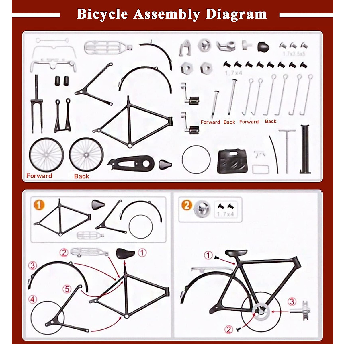 Japelessor 51 PCS Retro Bicycle Model Ornament for Kids - DIY Bicycle Model Assembled (B-Green)