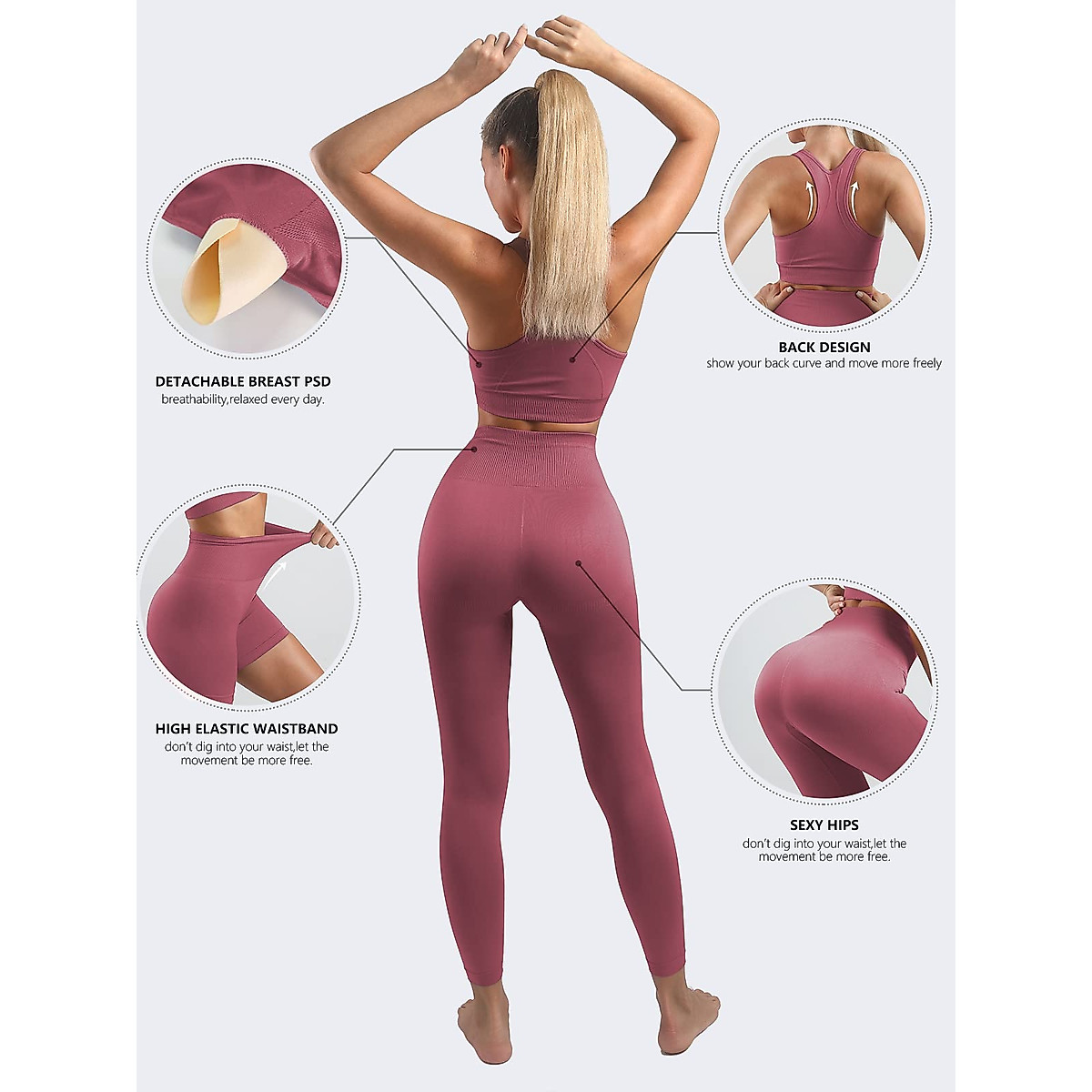 Women’s Yoga Outfits 2 piece Set Workout Tracksuits Sports Bra High Waist Legging Active Wear Athletic Clothing Set (Small, 1917 Living Coral)