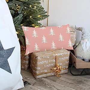 ADFLOOD Christmas Pillow Covers 12X20 Christmas Trees Decorative Throw Pillows Decoration Holiday Party Pink Cushion Case for Home Couch Sofa
