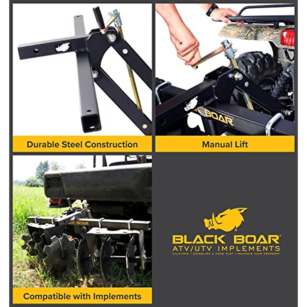 Camco Black Boar ATV/UTV Manual Implement Lift, 50 Inches (66013)