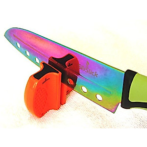 SiliSlick Kitchen Knife Set Titanium Coated Blades and Portable Sharpener