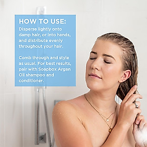 Soapbox Argan Oil Smoothing Serum, Anti-Frizz Serum For All Hair Types with Shea Butter & Vitamin E Repairs Damage & Controls Flyaways - Vegan, Cruelty and Gluten Free (5 Fl oz)