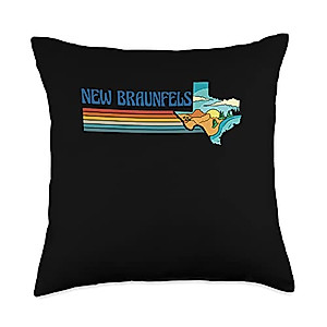 Vintage New Braunfels, TX Sourvenir Co. Retro Vintage New Braunfels, TX Texas Nature Hiking State Throw Pillow, 18x18, Multicolor