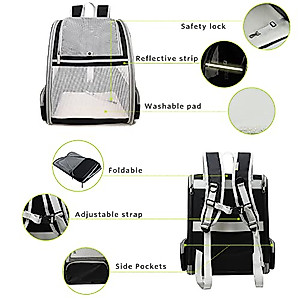 Texsens Innovative Traveler Bubble Backpack Pet Carriers for Cats and Dogs (Black)