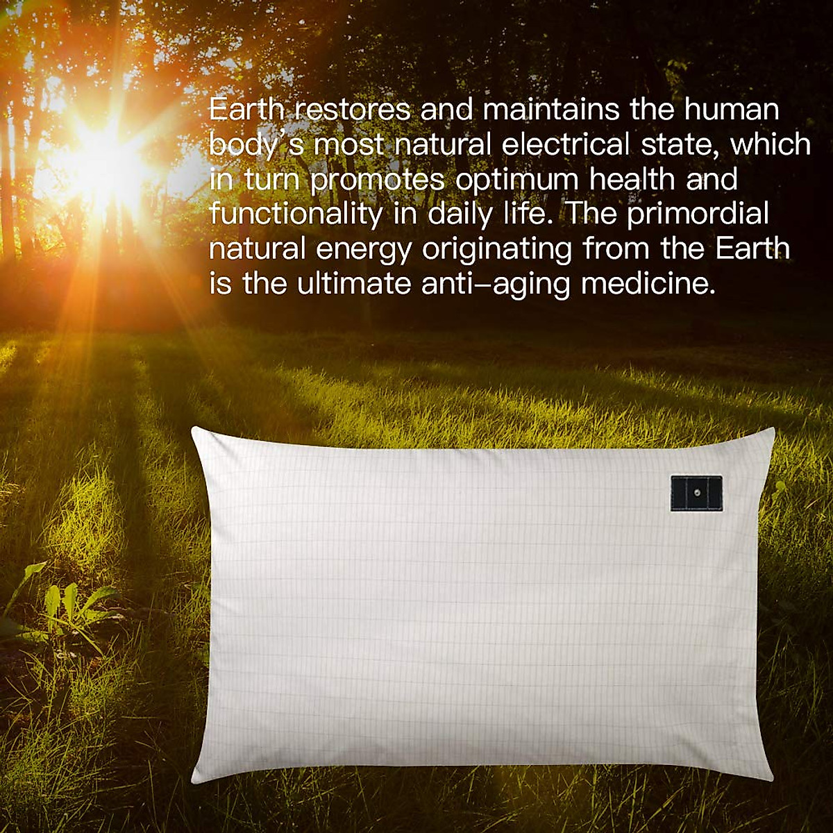 Grounding Pillowcase with Grounding Connection Cord Silver Fiber for Better Sleep Connection, Anxiety and Snore Relief 20 30inch 1pc