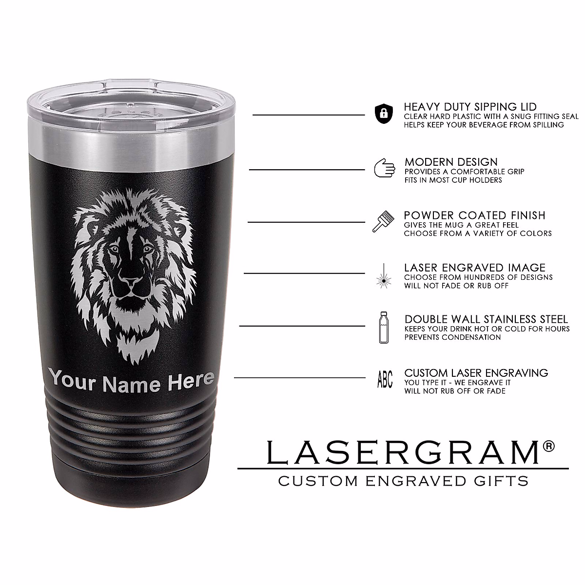 LaserGram 20oz Vacuum Insulated Tumbler Mug, Pole Dancer, Personalized Engraving Included (Black)