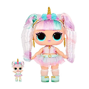 LOL Surprise Big Baby Hair Large 11" Unicorn Doll w/ 14 Including Shareable Accessories & Blue Pink Hair & Dress, Holiday Toy Playset, Great Gift for Kids Girls Ages 4 5 6+ Years