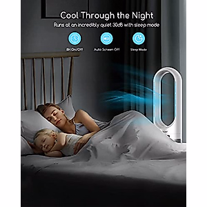 ZICOOLER 32" Tower Fan, 80° Oscillating Bladeless Cooling Fan Air Purifier Combo with Remote, 8 Speeds, 8H Timer, LED Display with Auto Off, Portable Floor Fan for Home Bedroom Living Rooms Office