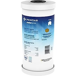 Pentair OMNIFilter TO8 Carbon Water Filter, 10" Heavy Duty Whole House Granular Carbon Taste & Odor Replacement Filter Cartridge, 10" x 4.5", 25 Micron