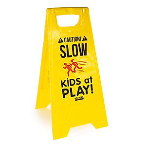 Caution Slow Kids at Play Child Safety & Slow Down Signs Double-Sided Neighborhoods, Schools, Day Cares Yellow Pack of 4