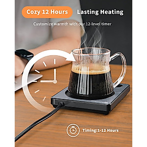 Maestri House Coffee Mug Warmer with Cup for Desk, Electric Mug Warmer with 9 Temperature Settings & 1-12 Hour Timer, Portable Beverage Warmer for Home and Office - Ideal Gift for Coffee Lovers