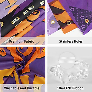 Halloween Birthday Party Decorations, Halloween Birthday Backdrop Banner Purple Orange Balloon Garland Arch Kit Confetti Balloons with Spider Web Bat Stickers for Halloween Theme Party Decorations