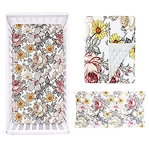 Floral Crib Sheet,Baby Blanket,Changing Pad Covers