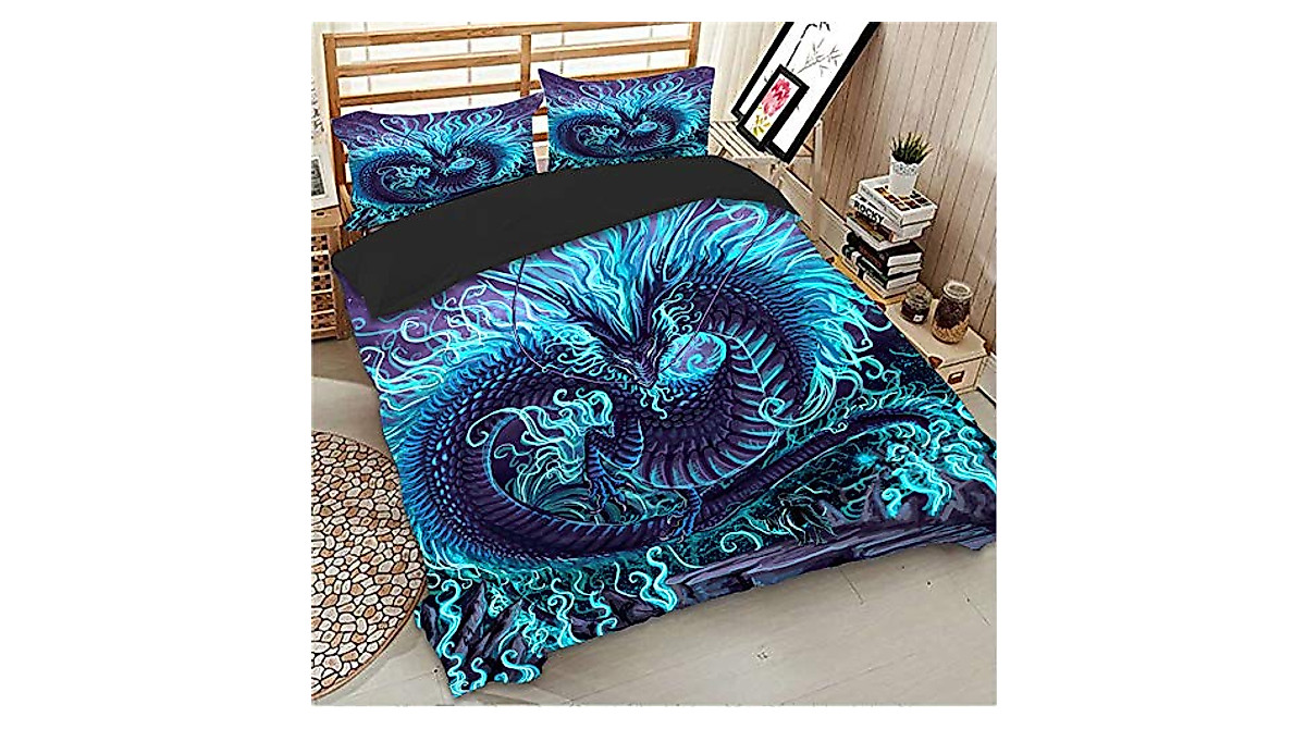 3D Blue Dragon Bedding Set - Modern Home Décor