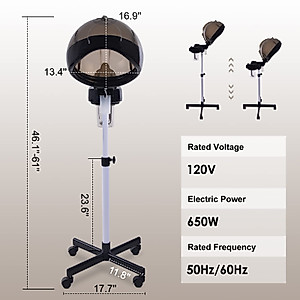 Icoget Standing Hair Steamer for Nature Black Hair, Hooded Heating Steam Cap for Deep Conditioning w/Adjustable Height and Angle, Hot Mist for Hydration and Color Processor, Home Salon Use