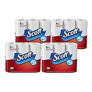 Scott Choose-A-Sheet Regular Roll Paper Towels, 6 Count (Pack of 4) White, Quick Absorbing Ridges for Easy Cleanup
