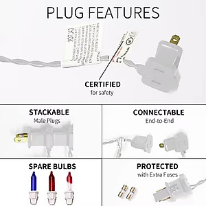 JUSTPRO 100LIGHTS RED White and Blue Extra-Bright with End Connectors 4th July Decoration Patriotic Mini String Lights 5.98m UL Certified Waterproof for Home Garden Holiday Tree Party Patio