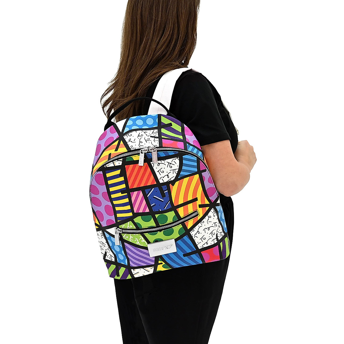 BRITTO Romero Vegan Leather Small Backpack, Colorful Landscape