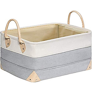 Decorative Fabric Storage Bins Basket, 15.7x11.8x8.3inch Large Canvas Laundry Room Storage, Fabric Storage Baskets for Closet Shelves, Foldable Storage Bin for Organizing Shelf Nursery Office