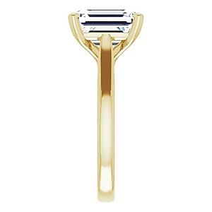 925 Silver, 10K/14K/18K Solid Gold Moissanite Engagement Ring,2.5 CT Emerald Cut Handmade Solitaire Ring, Diamond Wedding Ring for Women/Her Anniversary Ring, Birthday Gift,VVS1 Colorless Rings