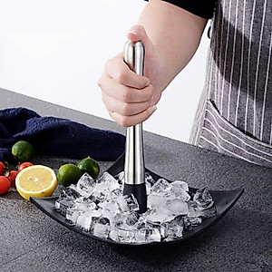 2PCS Muddler for Cocktails Set, 8" Drink Muddler Set Long Muddler Old Fashioned Stainless Steel Muddler Mojito Muddler Ice Crusher Bartender Tool for Bars Bartender Accessories Home Bar Tools Set