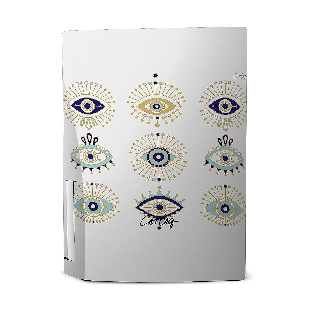 Head Case Designs Officially Licensed Cat Coquillette Blue Gold Art Mix Matte Vinyl Faceplate Sticker Gaming Skin Case Cover Compatible with Sony Playstation 5 PS5 Disc Edition Console