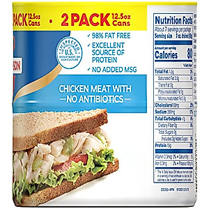 Swanson White Premium Chunk Canned Chicken Breast in Water, Fully Cooked Chicken, 12.5 OZ Can (Pack of 2)