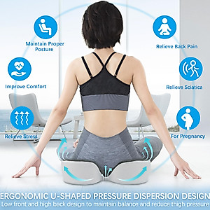 Thicked Seat Cushion for Office Chair - Memory Foam Chair Cushions for Strong Support and Comfort for All-Day Sitting, Relieves Butt Orthopedic Sciatica Hip Coccyx Pain for Car Driving, Wheelchair