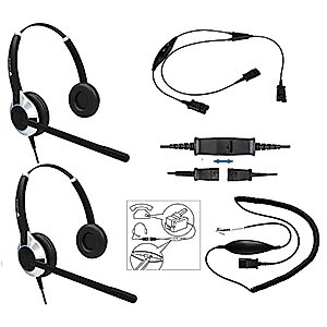 Headset Training Solution (Includes 2 x TruVoice HD-550 Premium Double Ear Headsets with Noise Canceling Microphone,Training Cord and Smart Lead - Works with 99% of Phones with RJ9 Headset Port)
