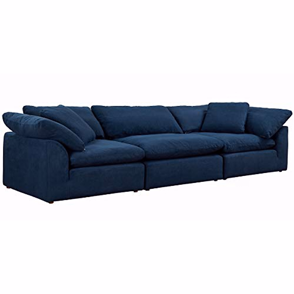 Sunset Trading Contemporary Puff Collection 3 PC 132" Wide Slipcovered Modular Sofa | Stain Proof Water Resistant Washable Performance Fabric | Navy Blue Sectional, Configurable
