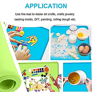 Silicone Kids Placemats, Non-Slip Silicon Placemats for Kids Baby Toddlers Childrens, Kids Portable Placemat for Dining Table, 2Pack, Blue/Green