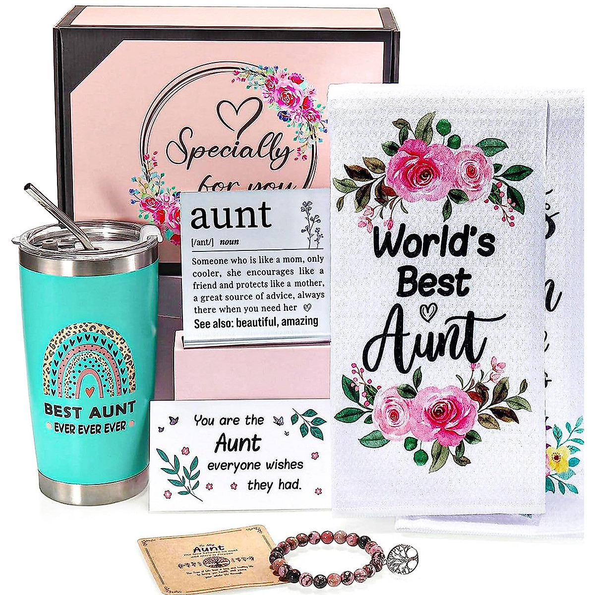 BuiltFit Aunt Gifts Aunt Birthday Gift from Niece - Birthday Gifts for Aunts from Nephew, Christmas Gifts for Aunts, Mothers Day Gift for Aunt, Auntie, Best Aunt Ever Wine Glass Tumbler Gift Box