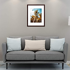 Frametory, 16x20 Picture Frame with Mat for 11x14 Picture- - High Definition Glass Wide Molding - Preinstalled Wall Mounting Hardware (Brown, 2 Pack)