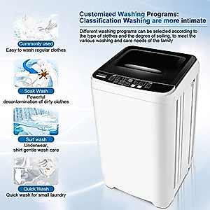 Nictemaw Portable Washing Machine 𝟏𝟕.𝟔Lbs Capacity Portable Washer 1.9 Cu.ft Full-Automatic Compact Laundry Washer With Drain Pump,10 Wash Programs 8 water levels with LED display Ideal for Home