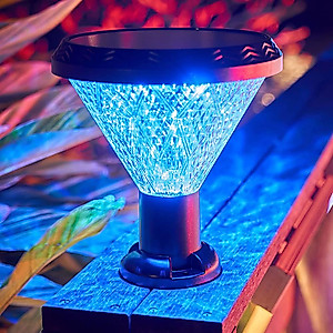 MODEBHD Nordic Entry Front Door Pillar Lamp, Creative Yard Landscape Column Light, Personality Entryway Solar Light, Decoration Pathway Post Light, RGB Outdoor Lighting