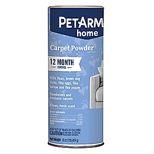 PETARMOR Home Carpet Powder for Fleas and Ticks, Protect Your Home From Fleas and Deodorizes Carpets, 16 Ounce