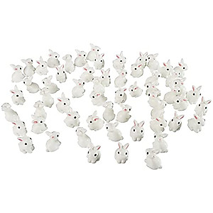 100Pcs Rabbit Miniature Figurines Mini Rabbits Fairy Garden Miniature Moss Landscape DIY Terrarium Crafts Ornament Accessories for Home Décor