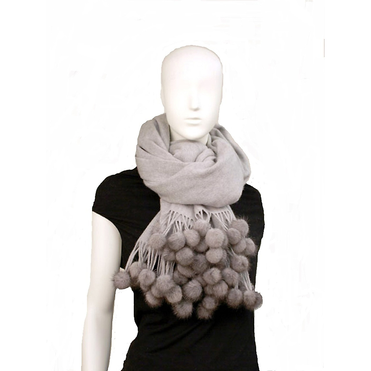 Cashmere scarf-cashmere-cashmere cape-dress shawl-mink stole-cashmere scarves (Silver w/Mink)