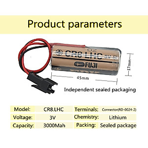 Cr8.Lhc Replacement Battery Fdk Cr8 Lhc 3 Volt Lithium Automatic Flusher Toto Flusher Battery TH559EDV410R 3 PACK Black