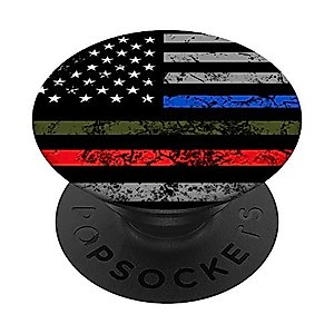 Thin Red Green Blue Line Pop Socket USA Flag Christmas Gift PopSockets PopGrip: Swappable Grip for Phones & Tablets