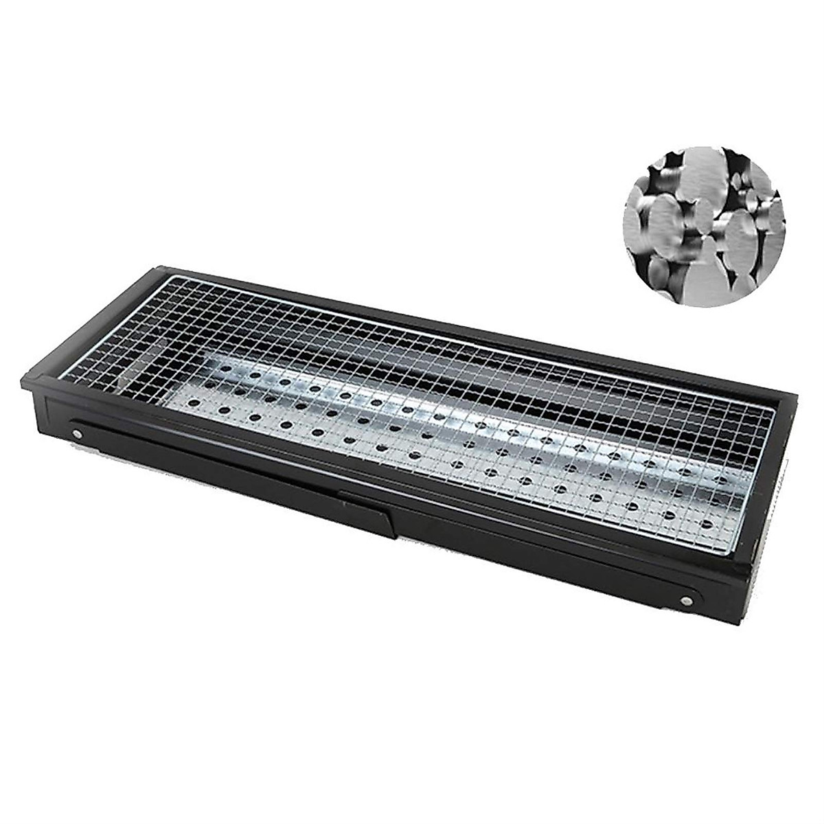 Portable BBQ Grill Portable Charcoal Grill Black Metal Foldable BBQ Grills Outdoor Cooking Charcoal Barbeque for Picnic, Camping, Patio Backyard Cooking - 23.62×8.66×12.99 inch for Patio Backyard Barb