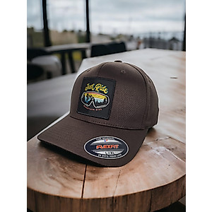 Fitted Hat - Mountain Bike Flexfit Hat with Just Ride Woven Patch (Brown, L/XL)