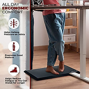 Mueller Anti Fatigue Mat, 3/4" Thick, Waterproof 20x35 Kitchen Mats for Floor, Anti-Slide Standing Desk Mat & Office Floor Mat, Heavy Duty PVC Ergonomic Foam Mat, Black Leather-Look Design