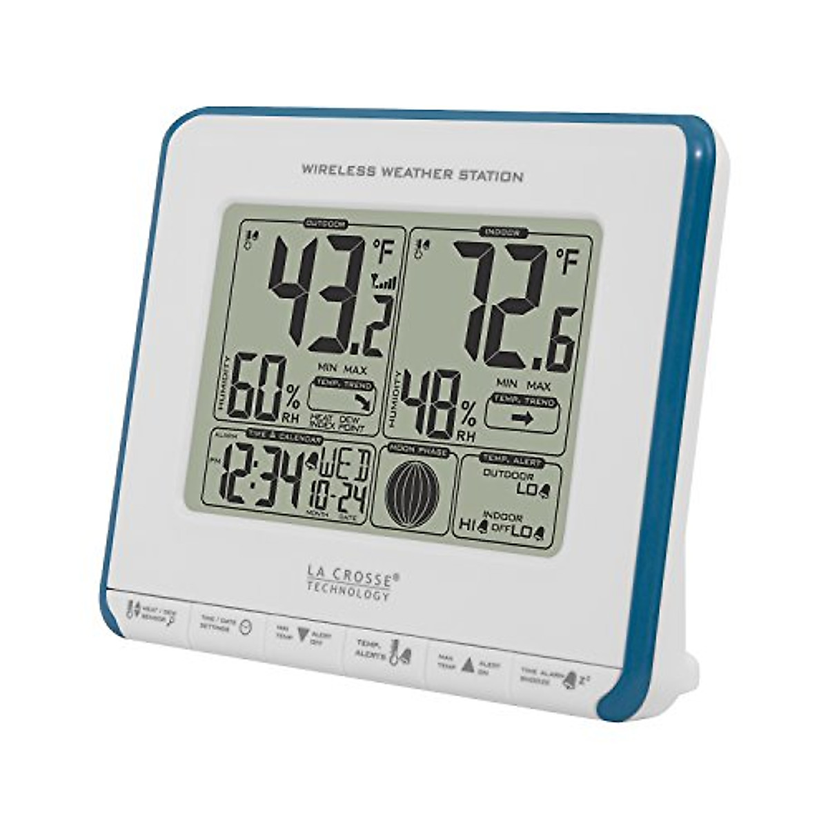La Crosse Technology 308-1711BL Wireless Weather Station with Heat Index and Dew Point,Teal Blue/White