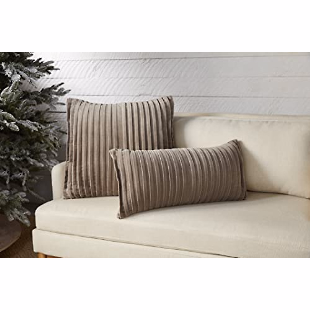 Mud Pie Taupe Velvet Pillows, 11" x 22", Lumbar 78 Count
