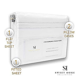 1500 Supreme Collection Sheet Sets White - Luxury Hotel Bed Sheets and Pillowcase Set for King Mattress - Extra Soft, Elastic Corner Straps, Deep Pocket, White
