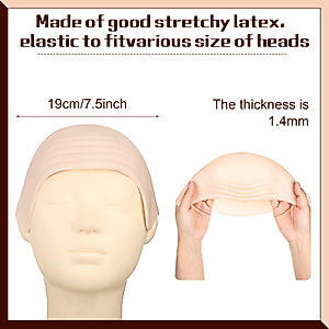Syhood 2 Pieces Halloween Bald Cap Makeup Latex Bald Head Wig Caps Bald Hat Cosplay Costume for Adults (Pink, Beige)