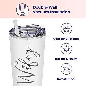 Wifey Tumbler | 22 Ounce White Engraved Stainless Steel Insulated Tumbler with Slide Close Lid and Straw | Bridal Shower | Bride To Be Gifts | Engagement Gift | Valentine's Day Gifts