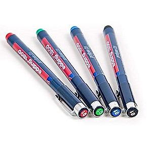 Edding 1800 Profipen Pigment Liner Drawing Pen - 0.1mm - [Set of 4 - Black, Blue, Red, and Green]